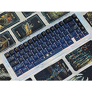 TRUSYO PBT Keycaps 145 Set for Star Spectrum, Five-Sided Thermal Sublimation, Original Height，61/87/98/104/108 Keys Suitable for Mechanical Keyboard(Keyboard not Included)