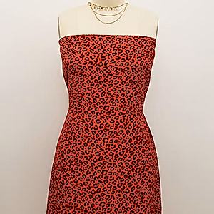 Texco Inc Animal Skin/Leopard Pattern Poly Spandex Bubble Crepe Chiffon Minimal Stretch/Prints Woven Apparel DIY Fabric, Red Black 1 Yard