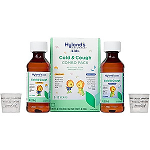Hyland's Naturals Kids Organic Elderberry Plus Gummies + 4Kids Cold & Cough, Daytime (4 fl. oz.) & Nighttime (4 fl. oz.) Value Pack, Cough Syrup - 48 Vegan Kids Gummies + 8oz. Cold & Cough Syrup