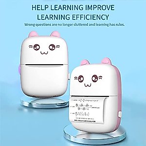 KGG Portable Mini Printer Pocket Wireless Bluetooth Thermal Printers with 9 Rolls Printing Paper for Photo Receipt Label Memo Wrong Question Notes QR Code Inkless Printing with iOS Android APP Pink