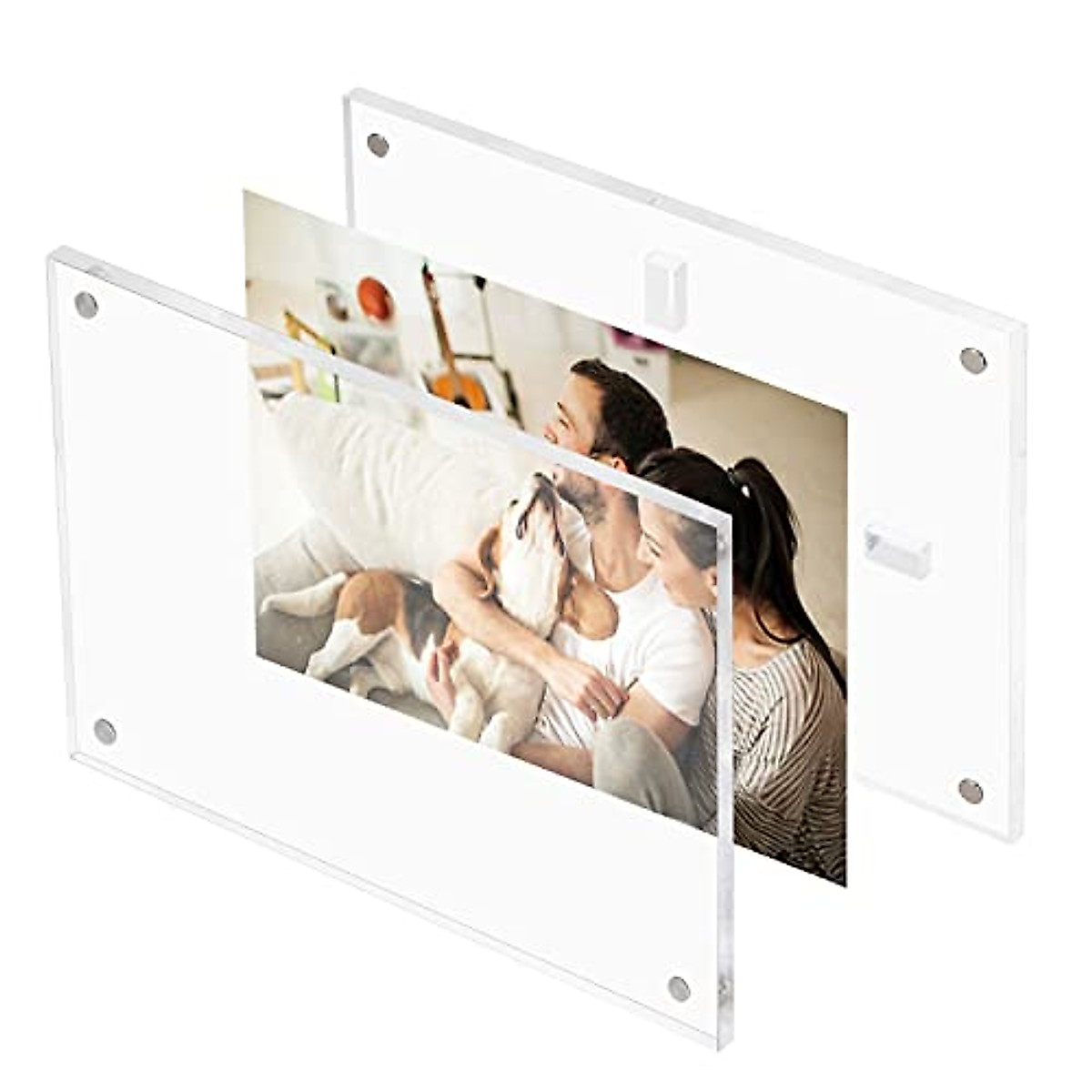 6x8 Acrylic Picture Frame, Clear Photo Frame with Magnetic for Tabletop Display, High Definition, Horizontally or Vertically Display Minimalist Design (Right Corner)