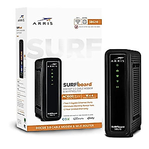 arris surfboard ac1600 dual band router with 16x4 docsis 3.0 cable modem black (Renewed)