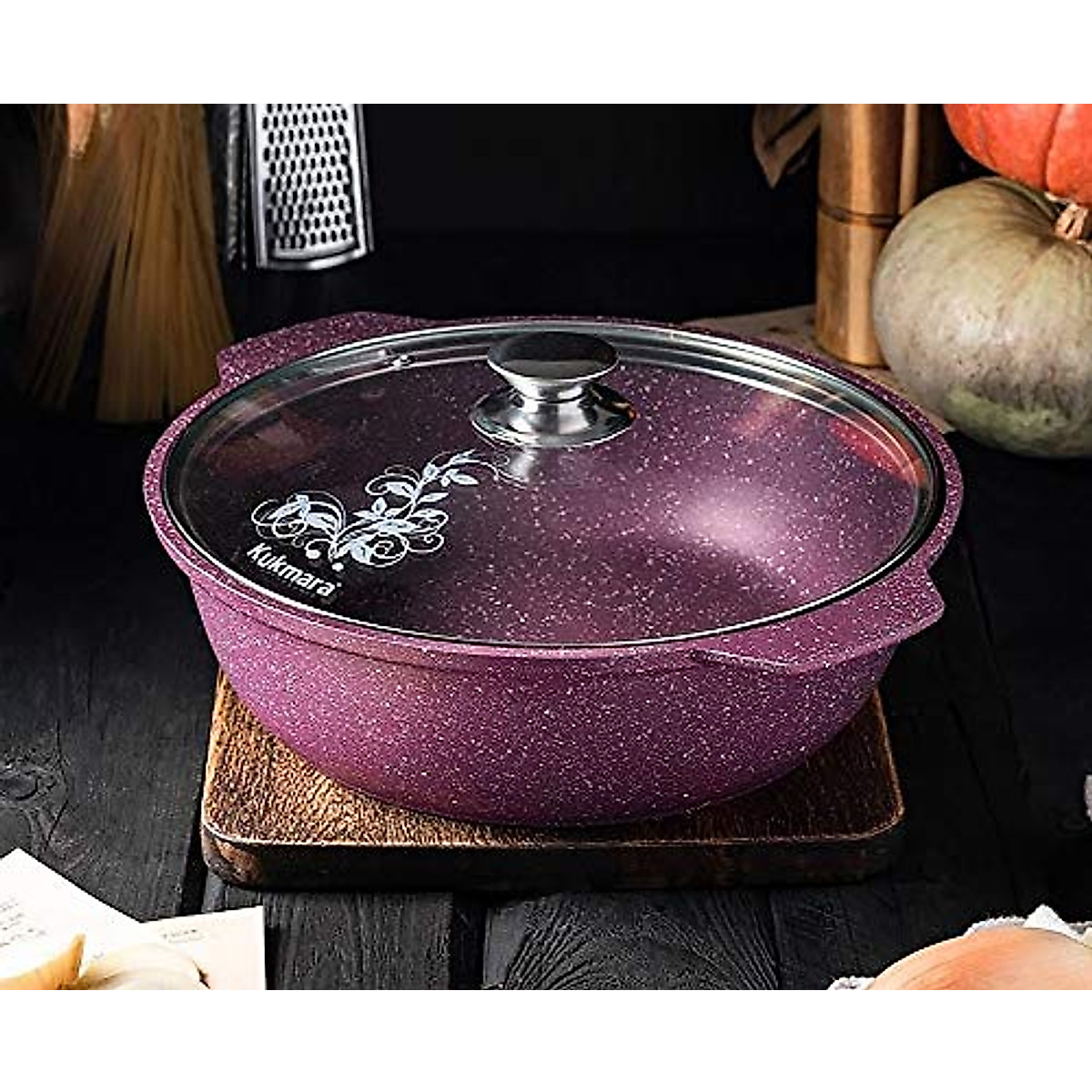 Cooking Pot Aluminum Dutch Oven Pot with Glass Lid 135.26 oz. (4 L) (mystery) Cookware Kitchen Pot