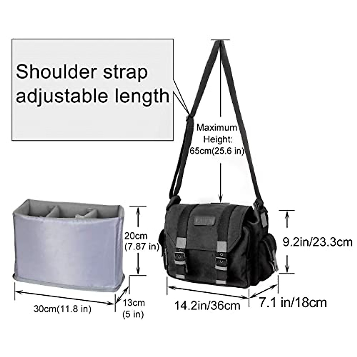 CADeN Camera Bag Case Canvas Compatible for Nikon, Canon, Sony DSLR/SLR Mirrorless Camera with Tripod Holder, Camera Shoulder Messenger Bag for Men/Women(1.0 Black)