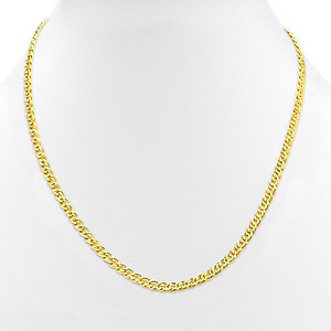 Nuragold 10K Yellow Gold 3.5mm Double Cuban Curb Link Chain Pendant Necklace, Womens Men Jewelry Lobster Clasp 16" 18" 20" 22" 24" 26"