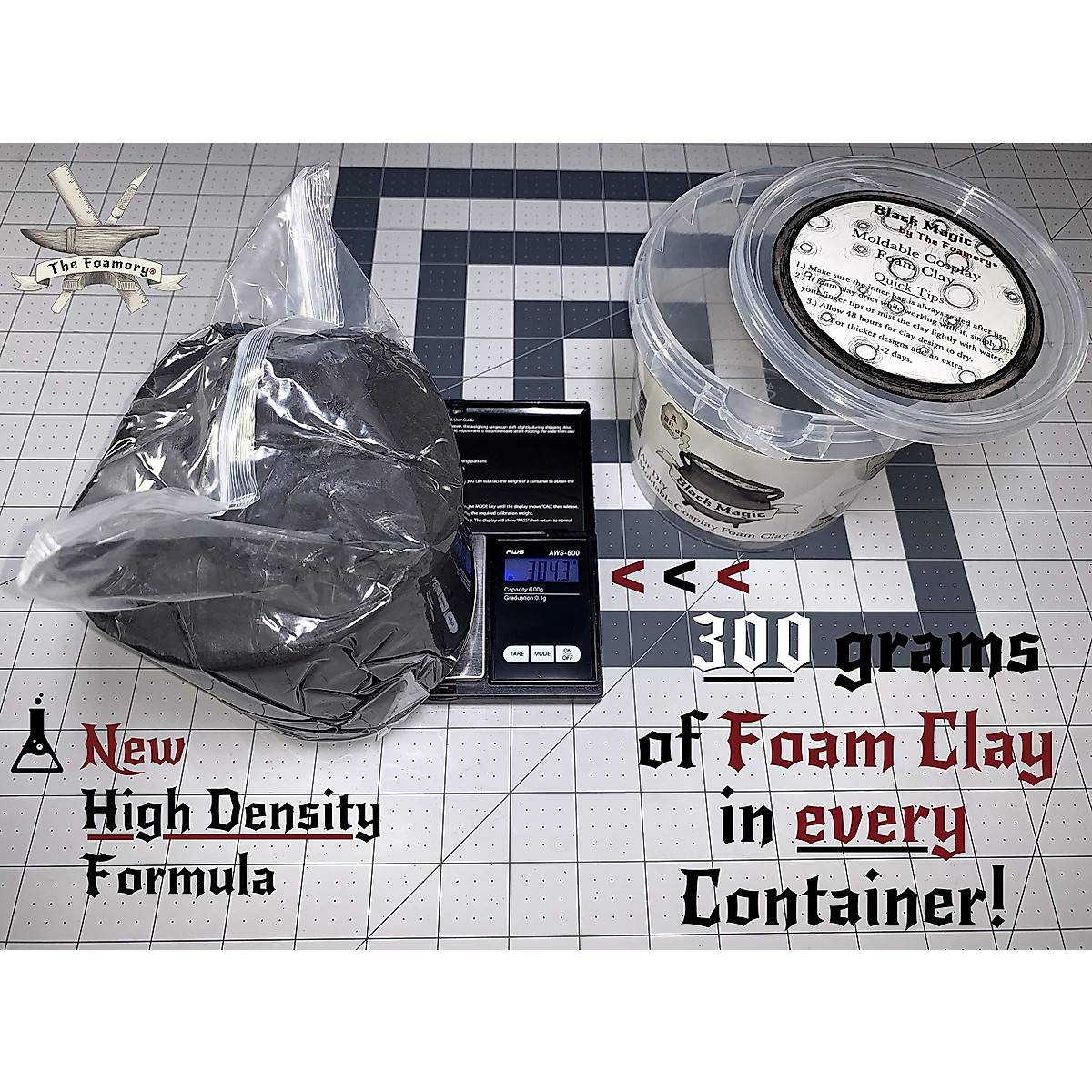 The Foamory Moldable Cosplay Foam Clay (300g Black) High Density Air Dry Clay, EVA Foam Sands Paints Easily, Non-Toxic Safe for Kids, Adults & Crafts