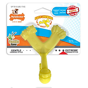 Nylabone Puppy Power Axis Chew Toy - Tough and Durable Puppy Chew Toy for Teething - Puppy Supplies - Vanilla Flavor, Small (1 Count)