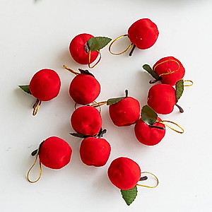 Artibetter Shatterproof Christmas Tree Baubles, Christmas Tree Pendant Foam Red Apple Decoration Christmas Apple Ornament Apple Shaped Hanging Xmas Tree Decor 60Pcs 2cm