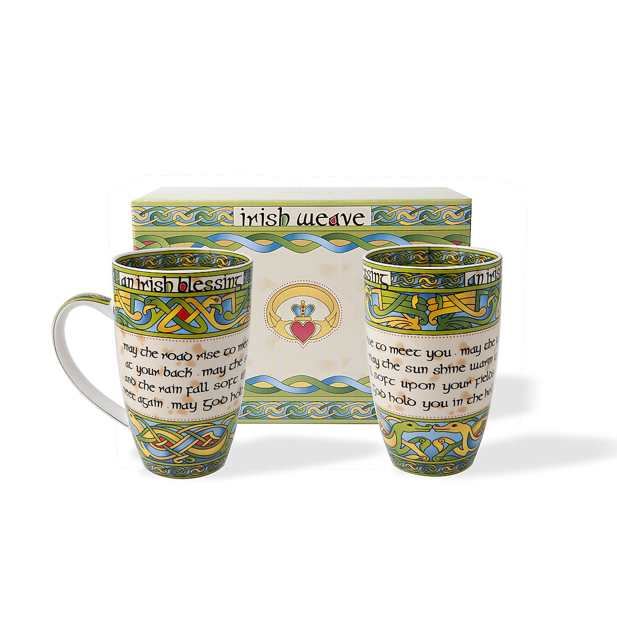 Royal Tara Irish Blessing Mug Bone China Cup Irish Weave Box, Capacity 400ml/14fl oz (Set of 2 Packed Blessing Mugs)
