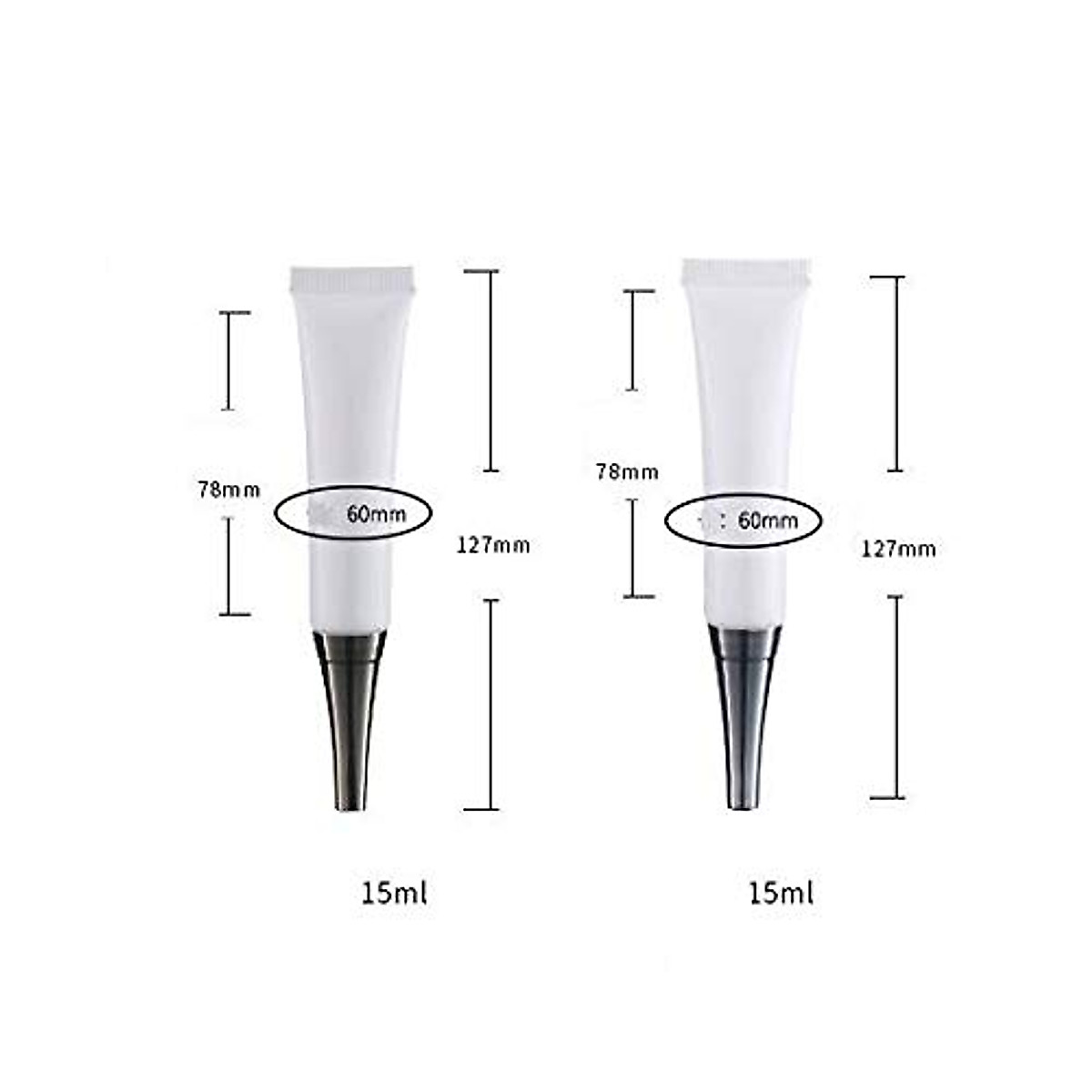 6PCS 15ML/0.5oz Empty White Plastic Soft Squeeze Tubes Cosmetic Eye Cream Tube Bottle with Silver Cap Makeup Sample Travel Packing Container Jars Dispenser for Eyecream Lip Balm Gloss DIY Beauty Tool