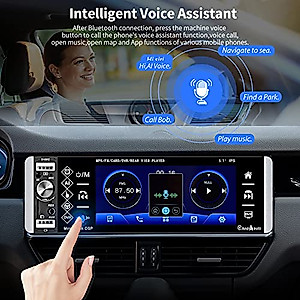 Car Radio Single Din with Apple Carplay Android Auto, 5.1 Inch IPS Touch Screen Car Stereo Support Bluetooth FM Mirror Link SWC Voice Assistant AUX-in USB TF Card Port with Backup Camera
