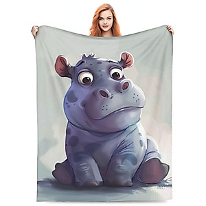 Turamurra Cute Hippo Blanket Gifts for Kids Girls Boys Soft Warm Lightweight Cozy Cartoon Animal Throw Blankets for Bed Sofa Living Room Couch Home Decor 50"x60"