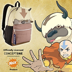 Concept One Avatar The Last Airbender 13 Inch Sleeve Laptop Backpack, Appa Yip Yip Padded Computer Bag for Commute or Travel, Multi, Brown
