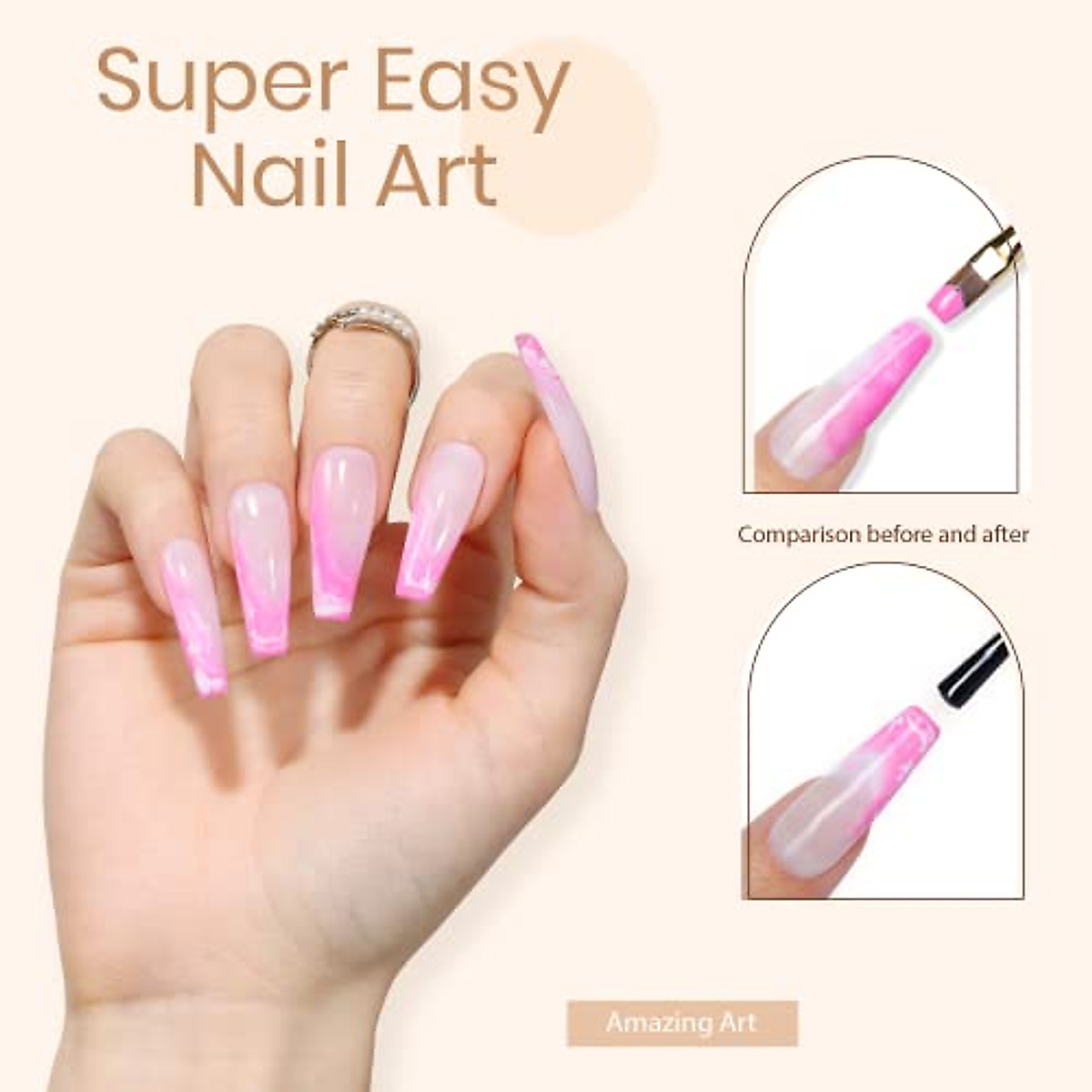 Beetles Nail Blooming Gel 15ml Clear Uv Led Blossom Gel Polish for Spreading Effect Marble Natural Stone Watercolor Floral Print Soak off Nail Gel Diy Nail Art Design Manicure