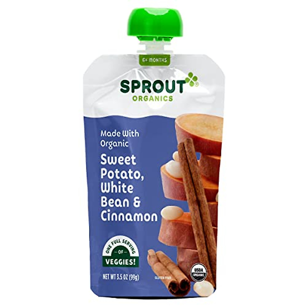 Sprout Organics, Sweet Potato, White Beans & Cinnamon, 6+ Month Pouches, 3.5 oz (12-count)