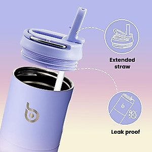 BOTTLE BOTTLE Insulated Water Bottle 24oz with Straw Lid and Handle for Sports Travel Gym Stainless Steel Water Bottles Double-Wall Vacuum Metal Thermos Bottles Leak Proof BPA-Free (purplepinkyellow)