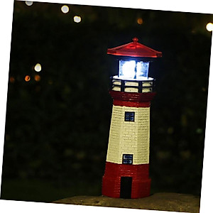 Abaodam 1Pc Solar Rotating Light Patio Lamps Outdoor Outside Patio Light Outdoor Patio lamp Garden Lighthouse Rotating Lighthouse Light Outdoor LED Solar Lights Revolving Light Shine Resin