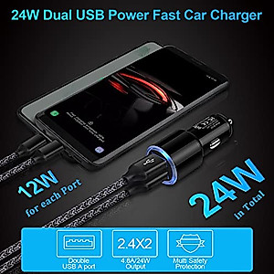 USB Car Charger, 2Pack 4.8A Fast Charging Dual Port USB Cigarette Lighter Adapter for iPhone 14 13 12 11 Pro Max SE XR X 8 7 6, iPad, Samsung Galaxy S22 S21 S20 S10 S9 S8 S7 A10E A51,Android,Kindle