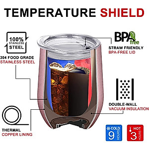 Prokitline Wine Tumbler With Sayings, Premium Stainless Steel Funny Wine Cup Glass for Men, Women, Sister, Mom, Friend Tiffany Purple