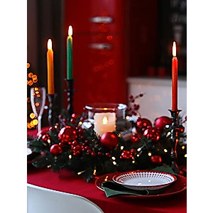 42 Pcs Beeswax Handmade Taper Candles Dripless Wax Candles Colorful Beeswax Candles 9 Inch Long Tapered Candles Honeycomb Candles for Christmas Dinner Party