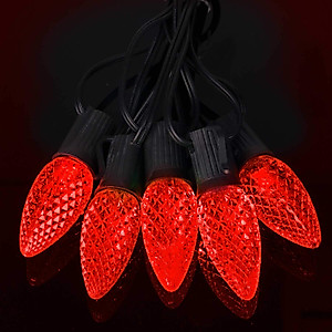 25 Pack C9 Led Replacement Christmas Light Bulb, C9 Shatterproof Led Bulb for Christmas String Light, E17 Intermediate Base, Commercial Grade Dimmable Bulbs, Red