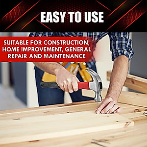 YIYITOOLS Claw Hammer With fiberglass Handle – 16-oz, Red and Black (YY-1-003)