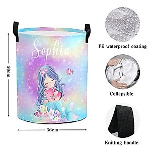 Custom Laundry Basket Name Pattern Laundry Basket Personalized Collapsible Laundry Hamper with Name Dirty Clothes Storage Basket with Handles (Multi38)