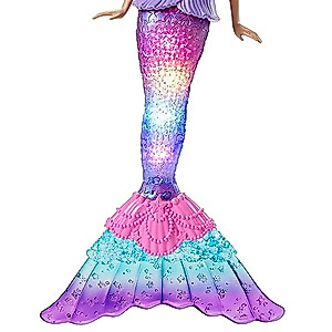 Barbie Dreamtopia Doll, Mermaid Toy with Water-Activated Light-Up Tail, Pink-Streaked Hair & 4 Colorful Light Shows