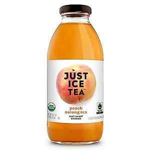 Just Ice Tea Organic Iced Tea, 16 Fl Oz Glass Bottles (Peach Oolong Tea, Pack of 12)