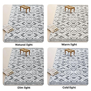 KILOCOCO Hallway Runner Rug 2'x8' Runners for Hallways Washable Runner Rug Non Slip Laundry Room Rug Low-Pile Rug Runner for Bedroom Kitchen Living Room Boho Rug, Blue Grey