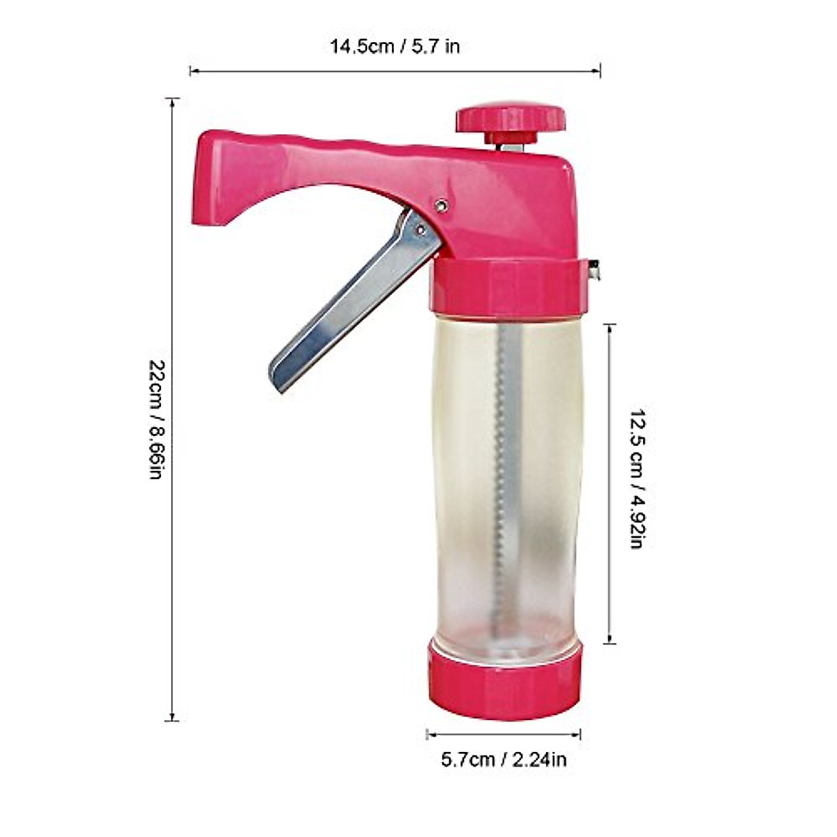 Cambom Clear Cookie Press Gun Kit with 16 Discs and 6 Icing Tips for DIY Biscuit Maker and Decoration Red