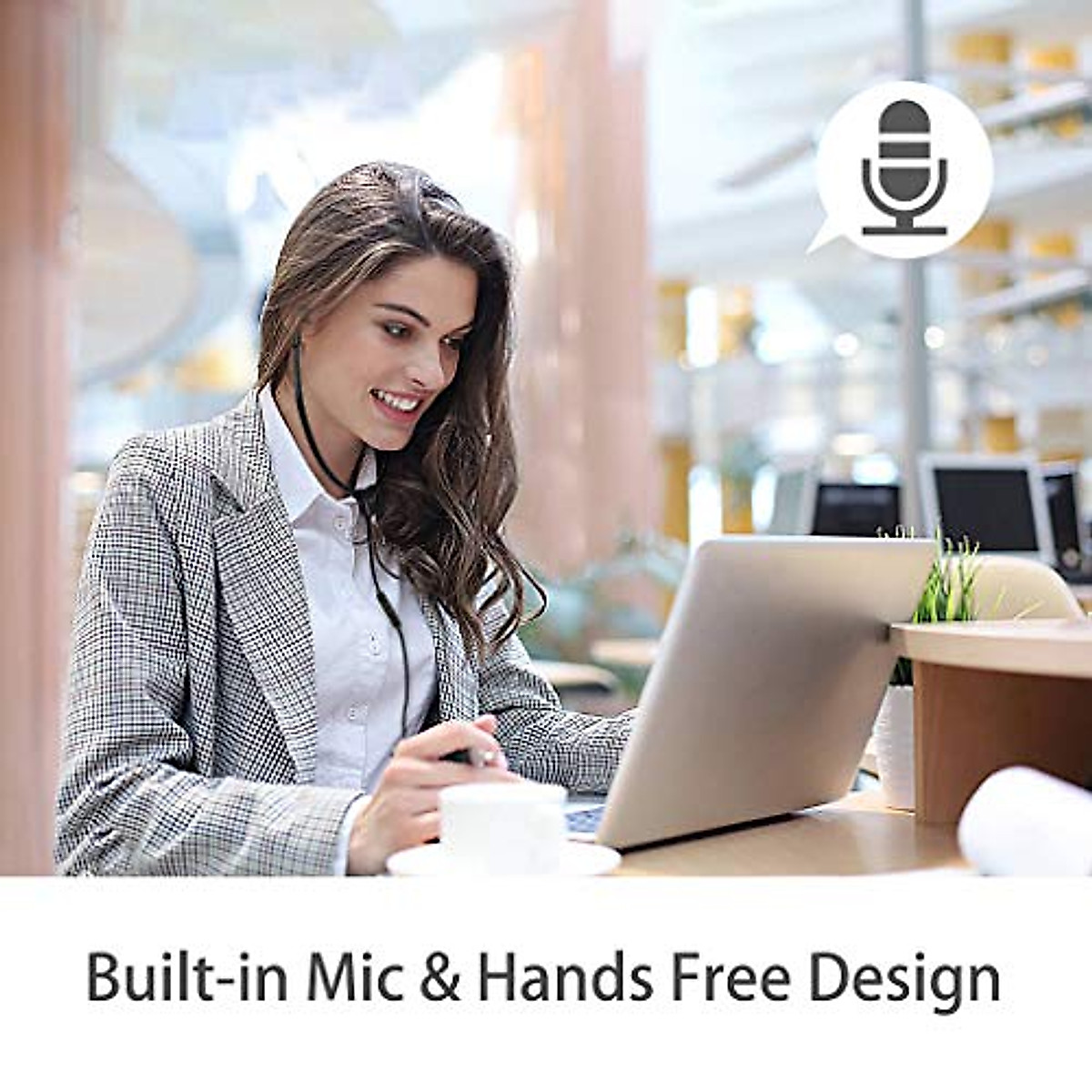 SIMOLIO Anti-Dropping Wired TV Earphone with Volume Control, Extra Long Cord Headphone with Mic for TV, PC, RCA & 3.5mm Cable Included, 14.9ft Extension Cable Earphone, Extra Soft Ear Tips, SM-901TV