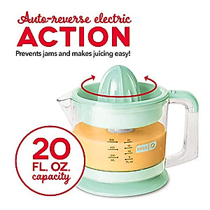 Dash Citrus Juicer Extractor: Compact Juicer for Healthy Juice, Oranges, Lemons, Limes, Grapefruit & other Citrus Fruit with Easy Pour Spout + 20 oz Pitcher - Aqua
