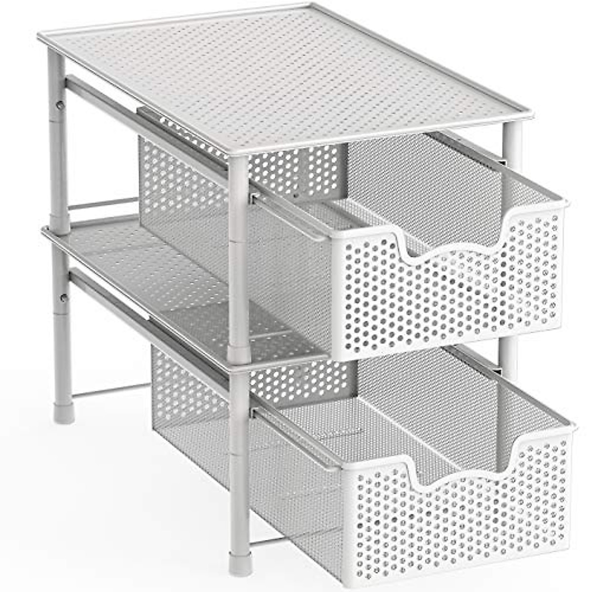 Simple Houseware Stackable Cabinet Basket Drawer Organizer, White