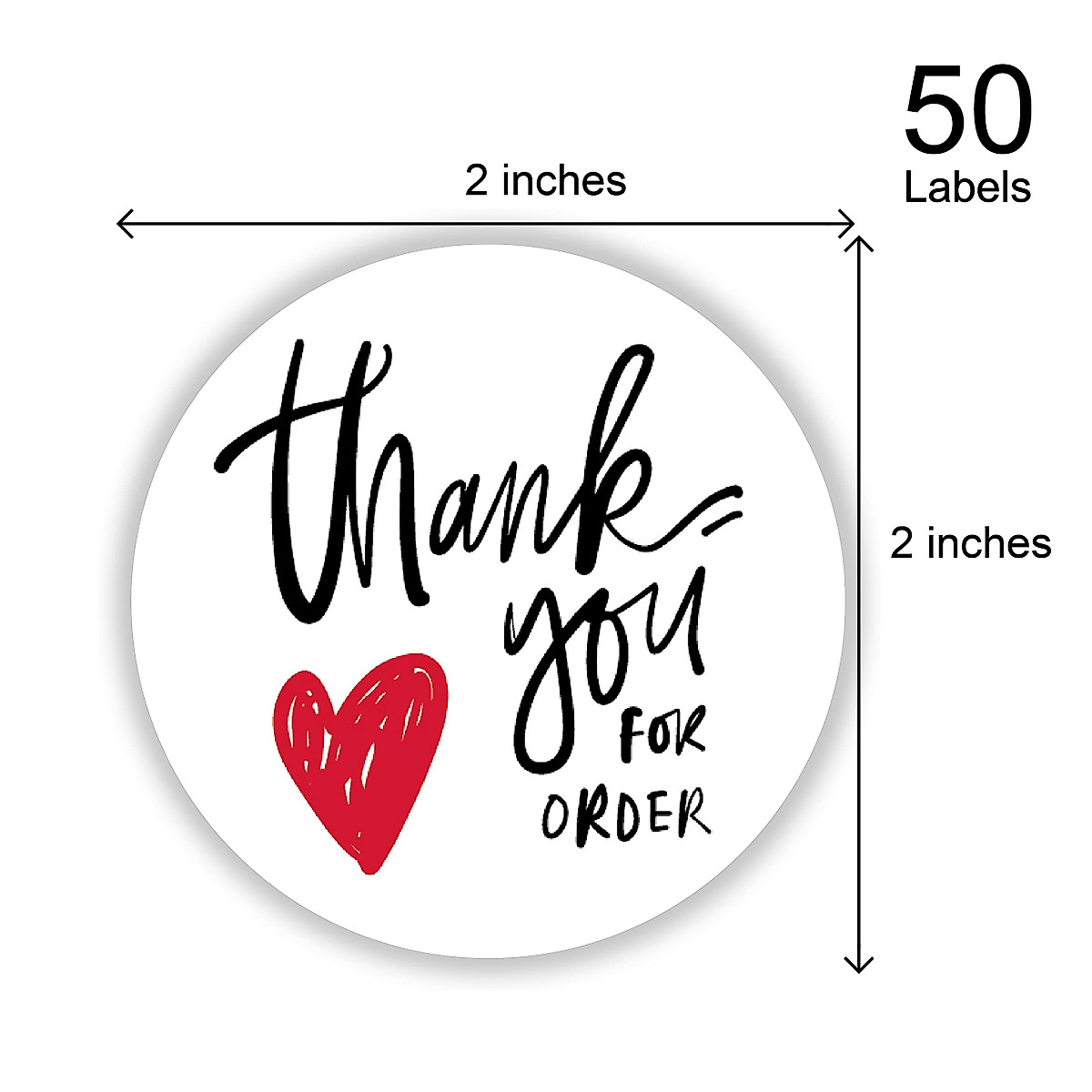 50Pcs Thank You for Your Order Stickers Labels for Shopping Small Business Shop, Online Retailers, Boutiques, Use on Bags, Boxes and Envelope Stickers (2 Inch)