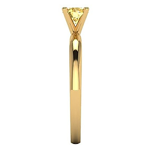 Clara Pucci 0.50ct Round Cut Solitaire Natural Yellow Citrine Engagement Bridal Promise Anniversary Ring in 18K Yellow Gold Size 8.75