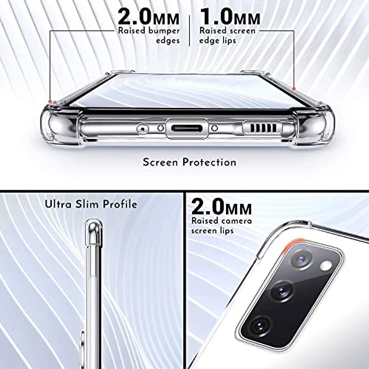 Silverback Galaxy S20 FE 5G Case Clear with Ring Kickstand, Protective Soft TPU Shock -Absorbing Bumper Shockproof Phone Case for Samsung Galaxy S20 FE 5G -Clear