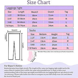 BOOPH Girls Leggings Pants Sock Set Toddler Footless Tights 2-4T Multi1