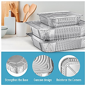 Disposable Aluminum Pans With Lids, 9x13 (10pc) And 8x8 Square (10pc) Combo Set, Disposable Baking and Cake Pan (Pack of 20)