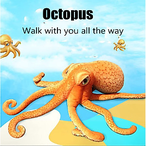 OUKEYI 21.6" Realistic Octopus Plush,Squid Plush Giant Squid Stuffed Animal Plush Toy Ocean AnimalSPillow,Squid Pillow for Easter Children's Day and Birthday Parties (brown)