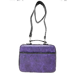 Texas West Western Style Embroidery Scripture Women Rhinestone Bible Cover Book Case Crossbody Handbag (Purple)