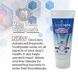 Ora-Clens Advanced Enzymatic Toothpaste – Safe and Natural Dog Oral Care Toothpaste – Freshens Breath, Fights Plaque and Reduces Tartar – Tasty Peanut Butter Flavor – 3 Oz