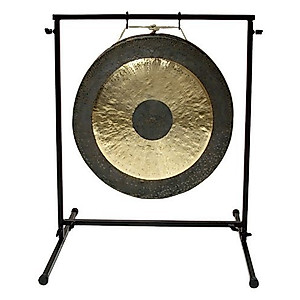 The Gong Shop Gong Stands / Support Gongs Up To 32" / Easy to set up and easy to hang Gongs / Black Gong Stand / Metal Gong Stand to Support Medium Gongs / Gong Not Included