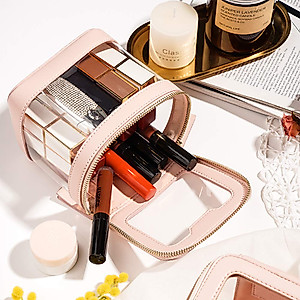 BEGIN MAGIC Clear Makeup Case Small Cosmetic Bag Lipstick Organizer Bag Waterproof Portable Transparent Storage Makeup Train Case Toiletry Bag