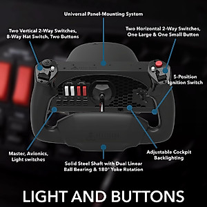 Honeycomb Aeronautical Alpha Flight Yoke & Switch Panel - Aviation Control System for Fight Simulation - Home Cockpit for Sim Enthusiasts &, Aspiring Pilots - 180 Degree Rotation - Switch Panel – PC