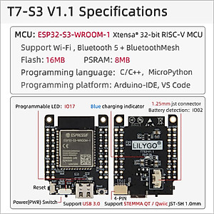 LILYGO T7-S3 ESP32-S3 16MB Flash 8MB PSRAM Development Board Wireless WiFi BLE TTGO Module