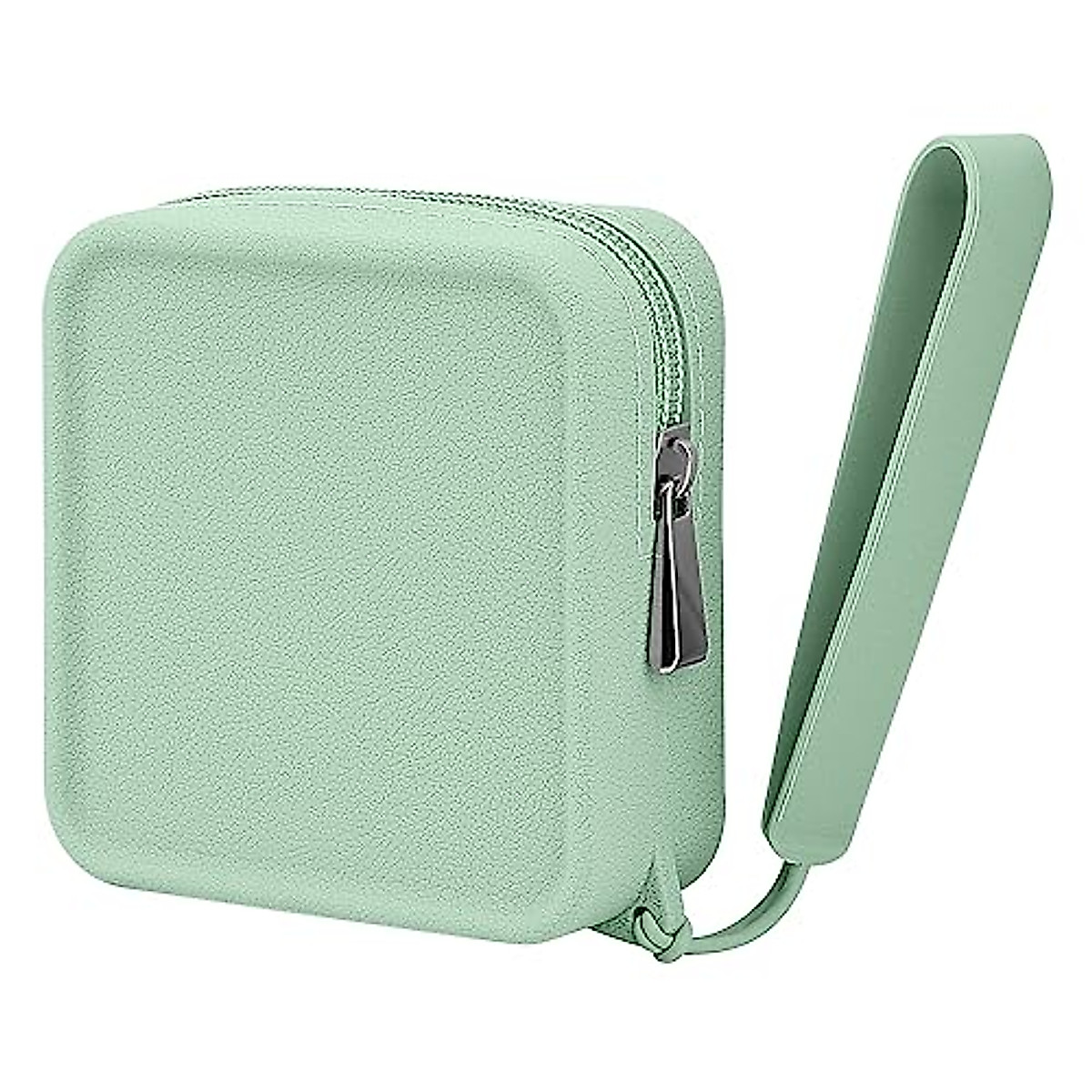 Desing Wish Silicone Period Bag with Wrist Strap, Portable Sanitary Pad Storage Bag for Sanitary Napkins/Tampons Imitation-Skin-Texture Pad Pouch First Period Gifts for Teen Girls (Green)