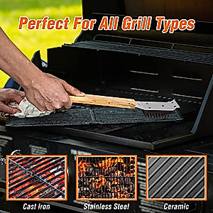 SIMPLETASTE Grill Brush and Scraper, Durable & Effective, Include Extra Stainless Steel Bristles Head for Replacement, Wire Grill Brush for Outdoor Grill, Grill Accessories Gift for Men/Dad