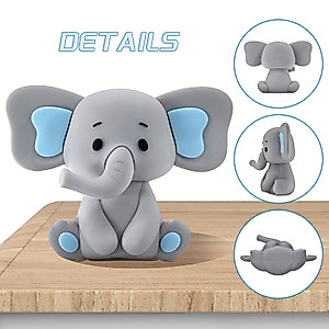 28 Pcs Elephant Cake Toppers Balls Cake Decorations DIY Cake Topper for Boy Girl Baby Shower Birthday Party Decorations (Blue)