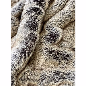 Eikei Luxury Faux Fur Throw Blanket Super Soft Oversized Thick Warm Afghan Reversible to Plush Velvet in Tan Grey Wolf, Cream Mink or Blush Chinchilla, Machine Washable (Timberwolf, X-Long)